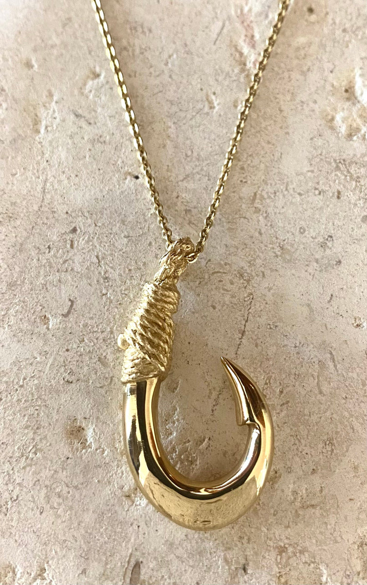 Island Fish Hook Pendant 14K Yelow Gold Inside Barb – IGFA Store