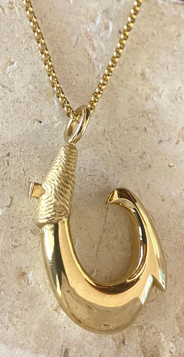 Island Fish Hook Pendant 14K Yellow Gold – IGFA Store