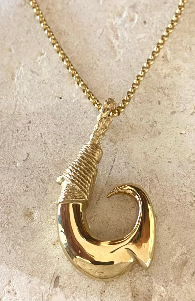 Island Fish Hook Pendant 14K Yellow Gold Small – IGFA Store